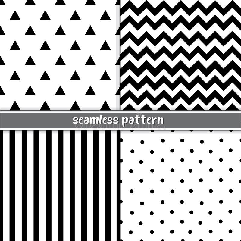 Seamless Patterns Black and White Stock Vector - Illustration of ...