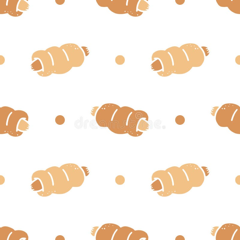 Seamless Patterns of Bread with Hotdog Cartoon Doodle. Stock Vector - Illustration of happy ...