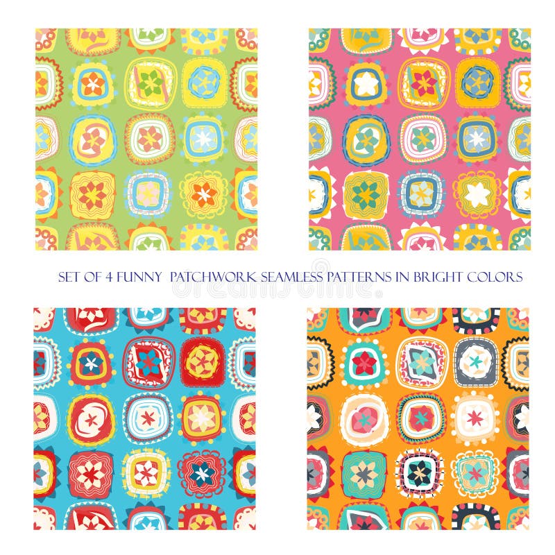 Seamless Patterns in Bright Colors Stock Vector - Illustration of ...