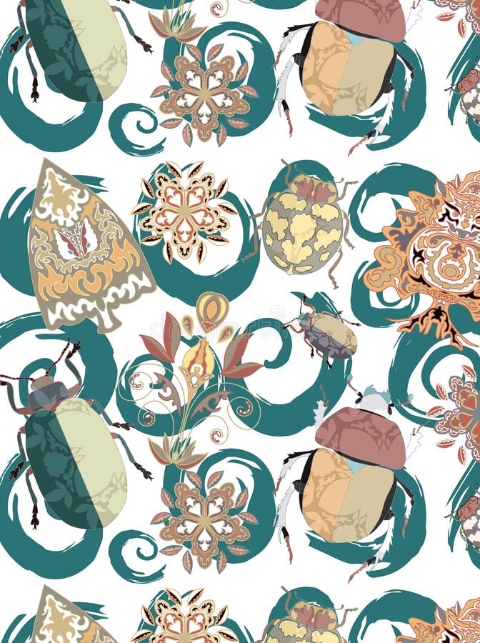 Seamless Patterns with Trees and Flowers Stock Vector - Illustration of ...