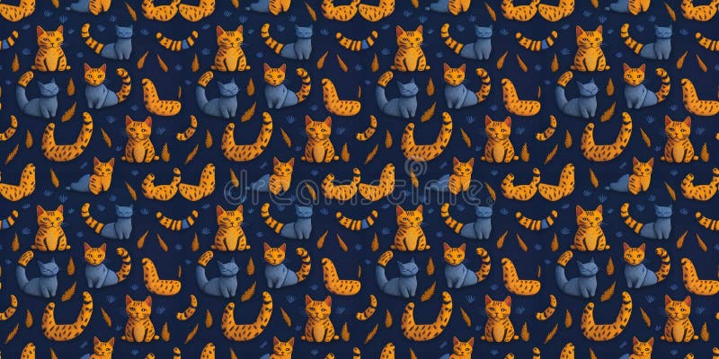 Seamless Patterns Cats Repeating Patterns Design Fabric Art Flat ...