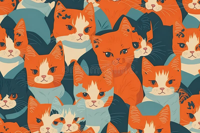 Seamless Patterns of Cats, Repeating Patterns Design, Fabric Art Stock ...