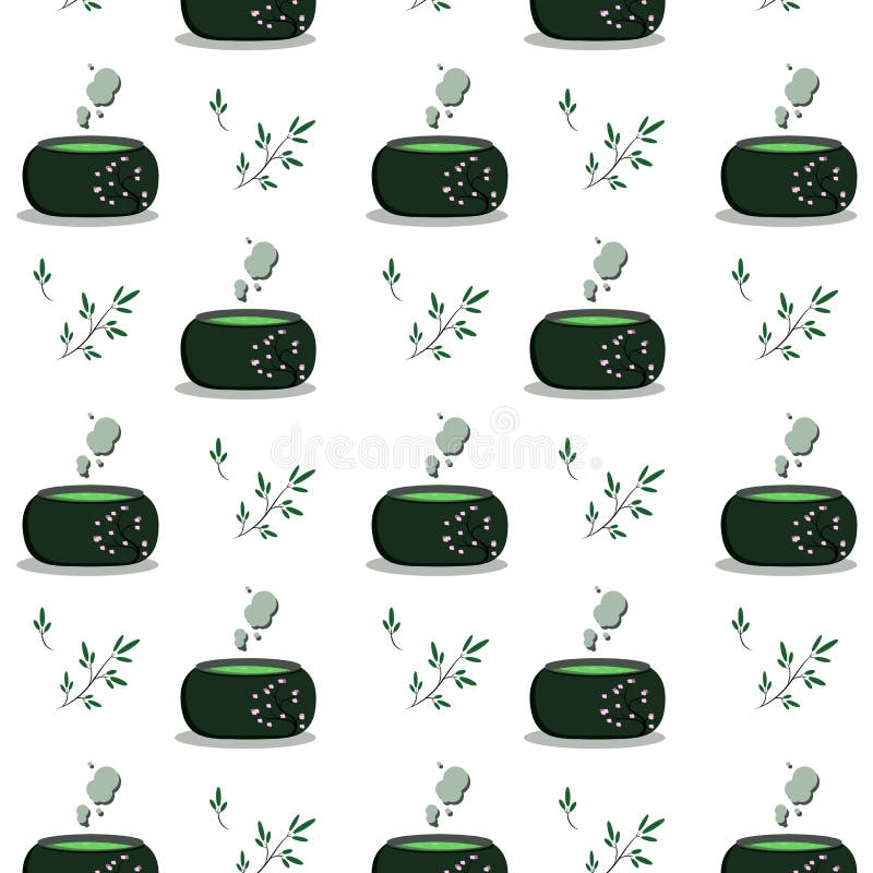 Seamless Patterns from Chinese Mug with Tea Stock Vector - Illustration ...