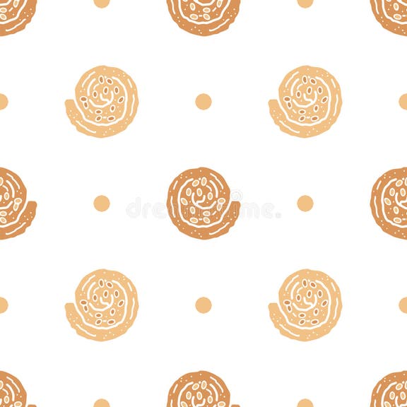 Seamless Patterns of Cinnamon Roll Cartoon Doodle. Stock Vector ...