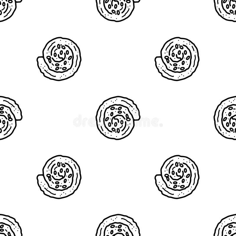 Seamless Patterns of Cinnamon Roll Cartoon Doodle. Stock Vector ...