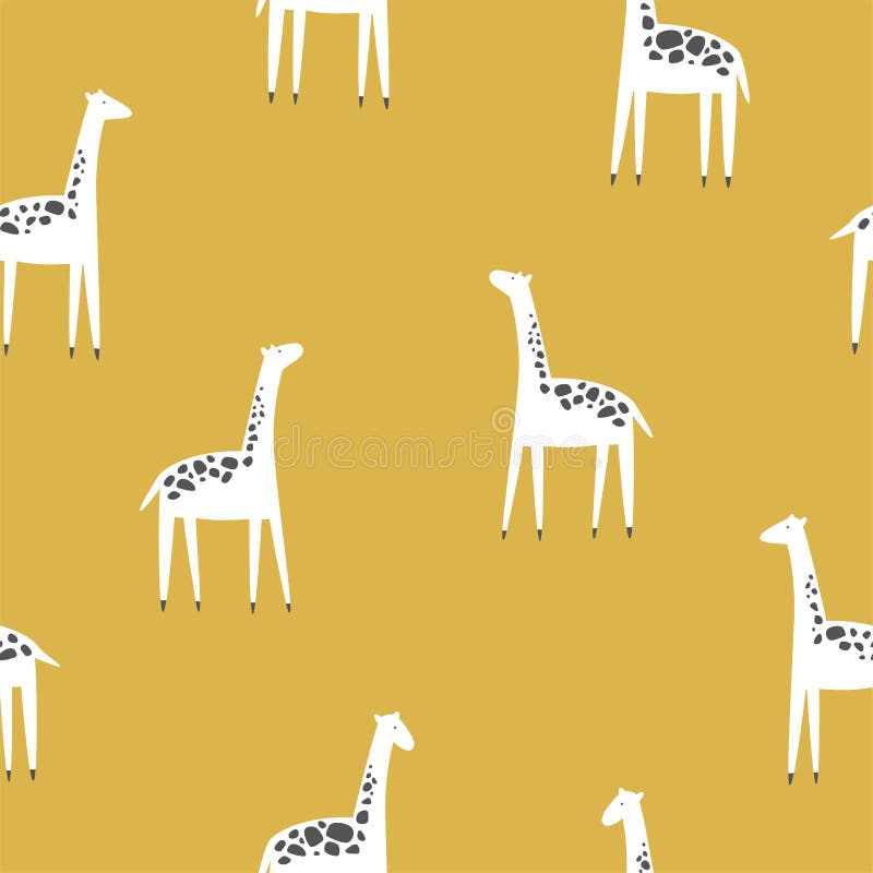 Seamless Patterns. Colorful Giraffes on a Yellow Background for Design ...