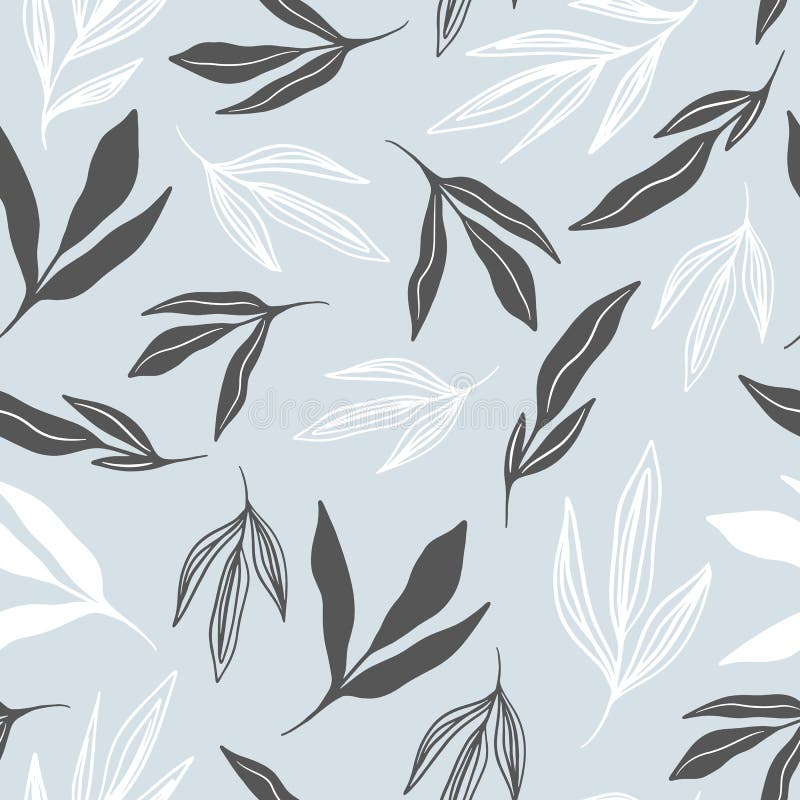 Seamless Patterns. Colorful Leaves on Light Blue Background Stock ...