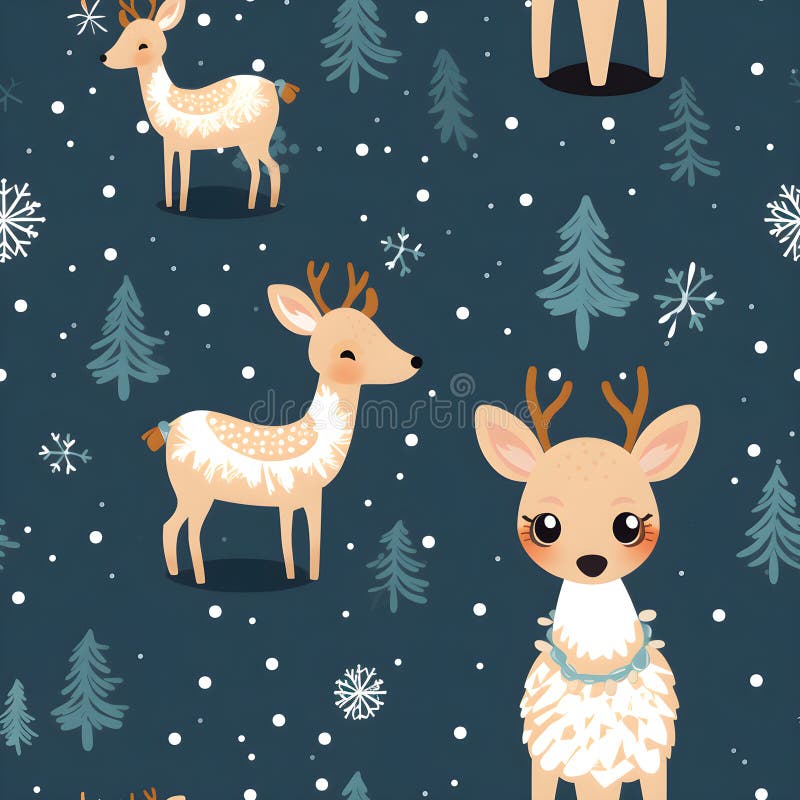 Seamless Patterns Cute Reindeer , Generative AI Tools Stock ...