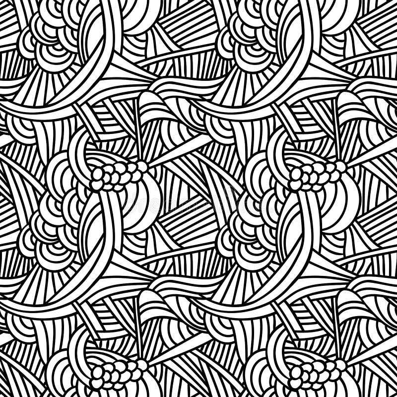 Seamless Patterns with Doodle Waves and Lines. Stock Vector ...