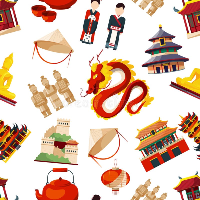 Seamless Patterns with Elements of Traditional China Culture Stock ...