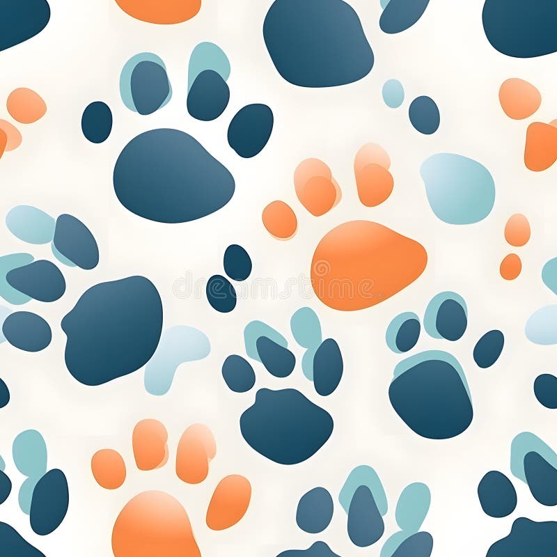 Seamless Patterns Featuring Cartoon of Paw Puppies Stock Illustration ...