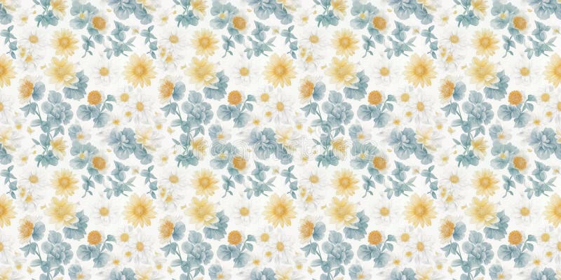 Seamless Patterns Flowers Light White Themed Repeating Patterns Design ...