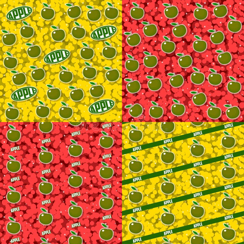 Seamless Patterns with Fruits. 4 Elements Set Stock Vector ...