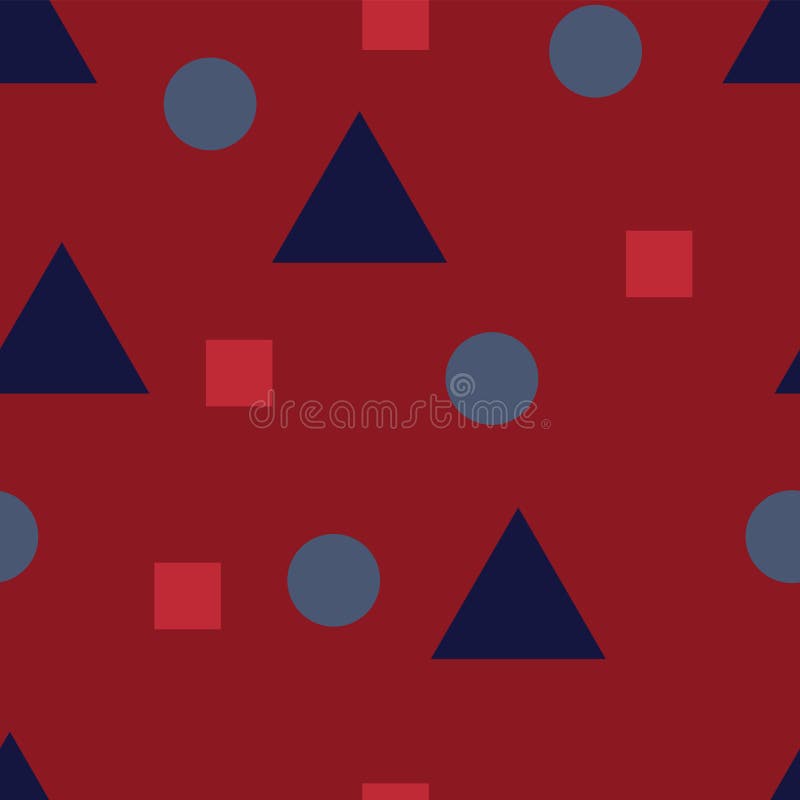 Red Seamless Patterns with Geometric Shapes, Circles, Triangles and ...