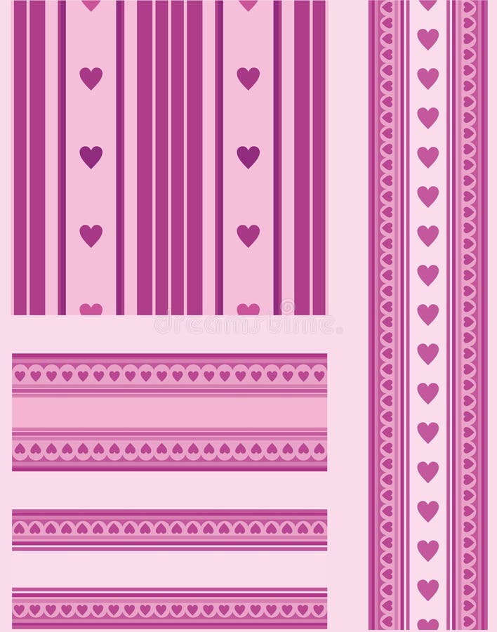 Seamless Patterns with Hearts. Stock Vector - Illustration of strip ...