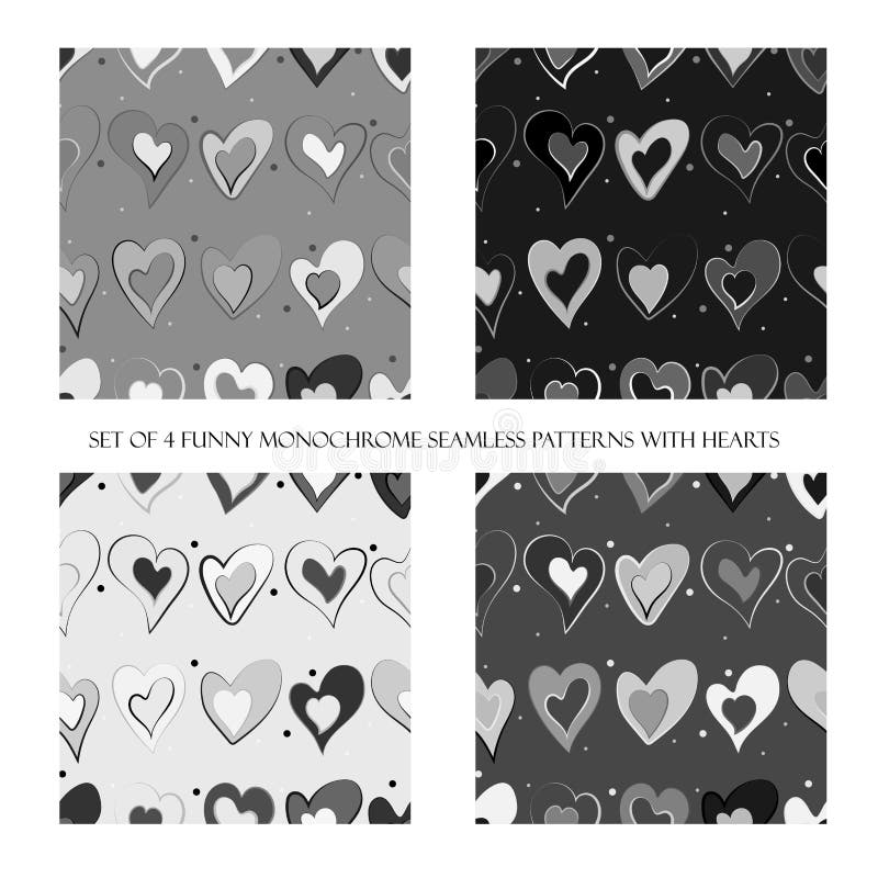 Seamless Patterns with Hearts Stock Vector - Illustration of beautiful ...