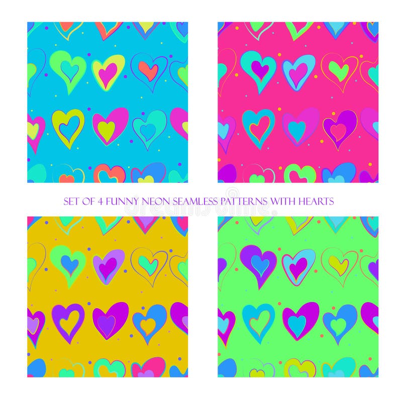 Seamless Patterns with Hearts Stock Vector - Illustration of patterns ...
