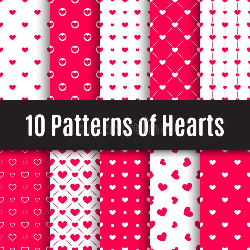 Seamless Patterns of Hearts Stock Vector - Illustration of element ...