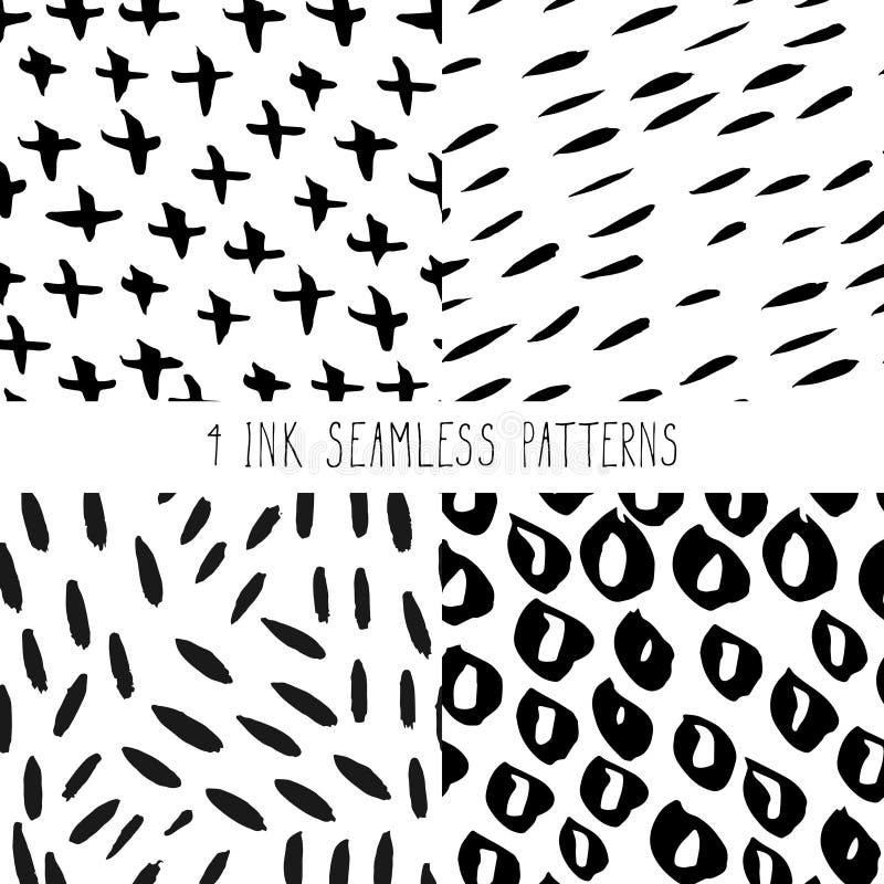 Seamless Patterns with Ink Brush Strokes Texture Stock Vector ...