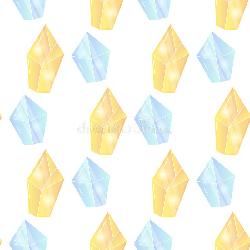 Seamless Patterns Magic Shiny Crystals Vector Pink, Blue, Yellow Stock ...
