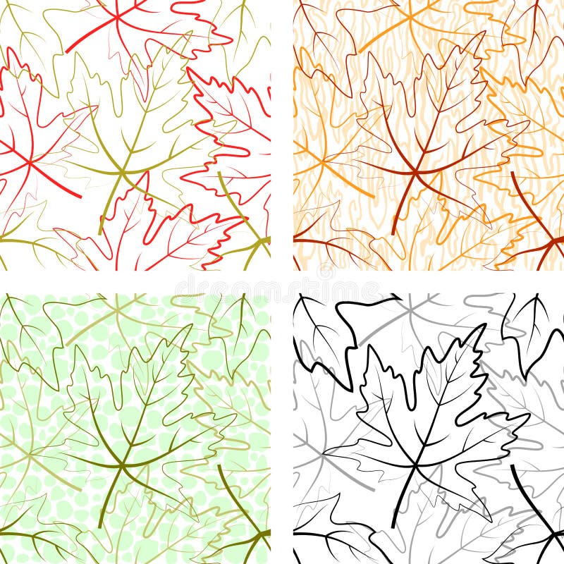 Seamless Patterns, Maple Leaves Stock Vector - Illustration of outline ...