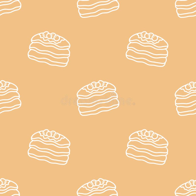 Seamless Patterns of Pancakes Cartoon Doodle. Stock Vector ...