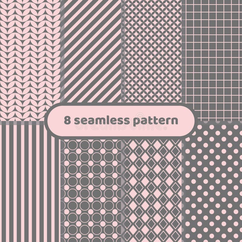 8 Seamless Patterns Pink and Grey Pattern Set, Pattern Pack Stock ...