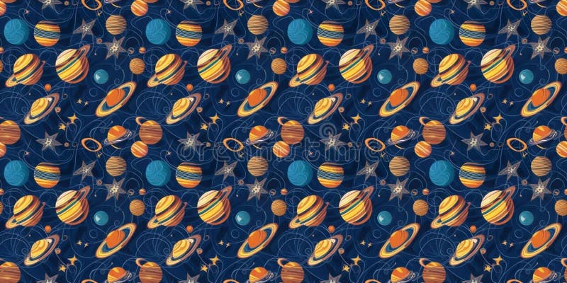 Seamless Patterns Planets Stars Cosmic Design Starry Night Cosmic ...