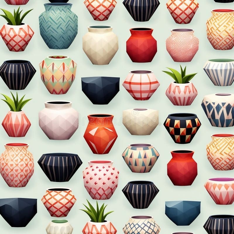 Seamless patterns with pot stock illustration. Illustration of plattern ...