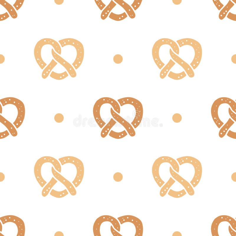 Seamless Patterns of Pretzel Cartoon Doodle. Stock Vector ...