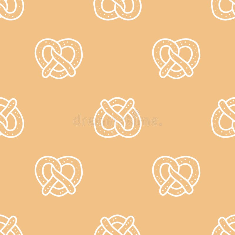 Seamless Patterns of Pretzel Cartoon Doodle. Stock Vector ...