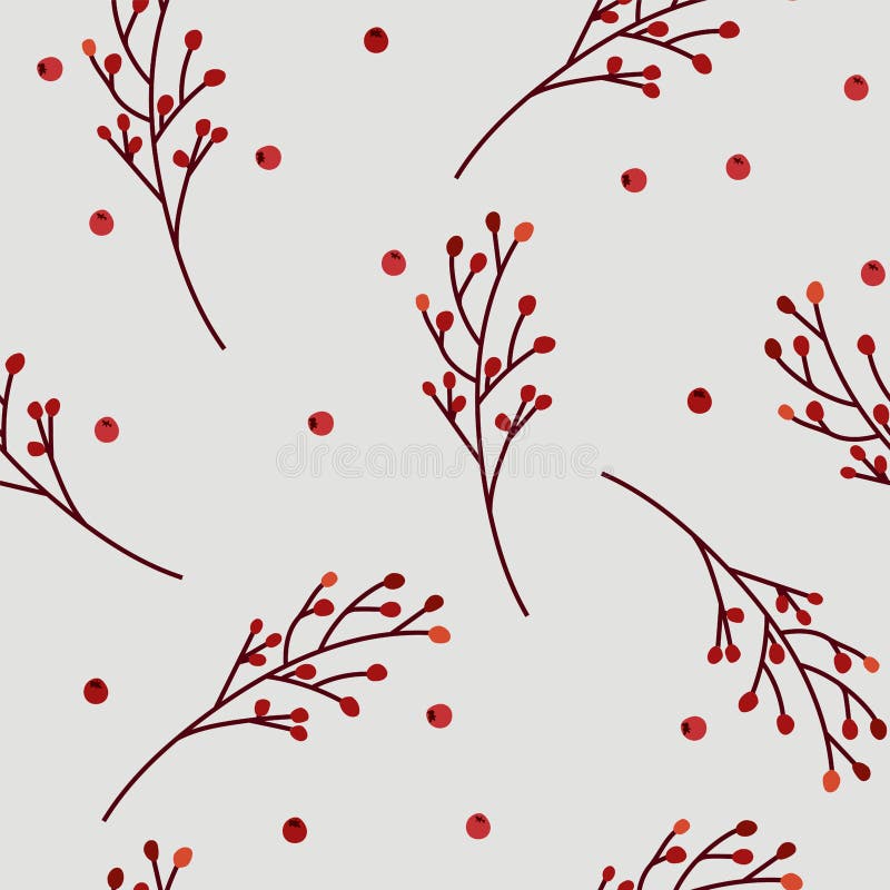 Seamless Patterns with Red Berries. Magical Minimal Pattern Can Be Used ...