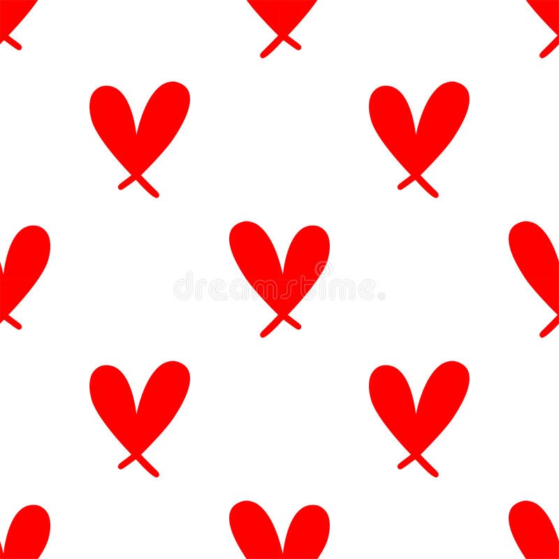 Seamless Patterns of Red Hearts Cartoon Doodle. Stock Vector ...