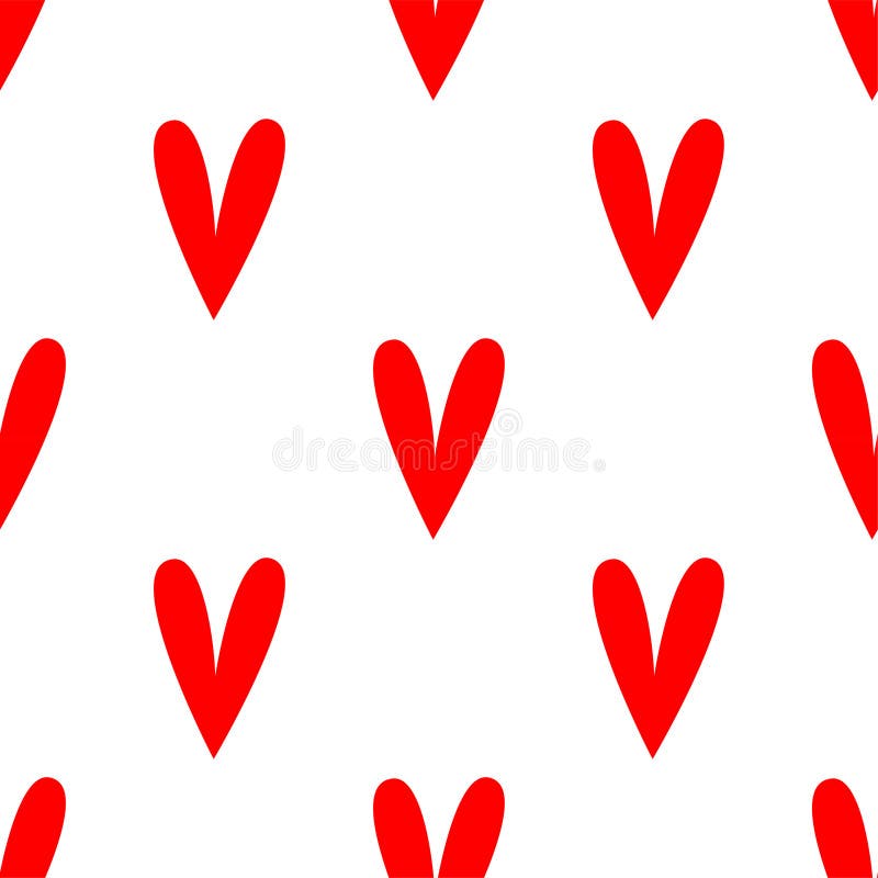 Seamless Patterns of Red Hearts Cartoon Doodle. Stock Vector ...
