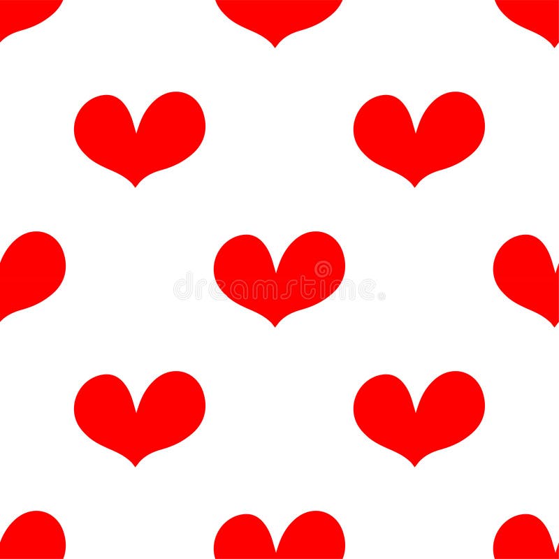 Seamless Patterns of Red Hearts Cartoon Doodle. Stock Vector ...
