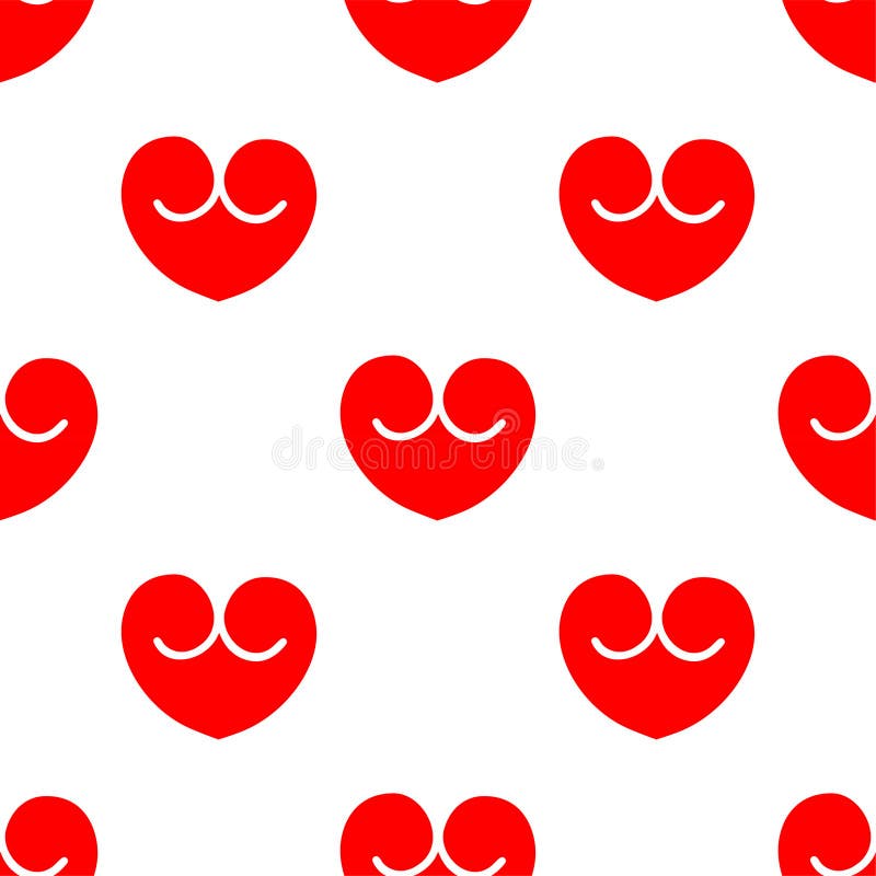 Seamless Patterns of Red Hearts Cartoon Doodle. Stock Vector ...