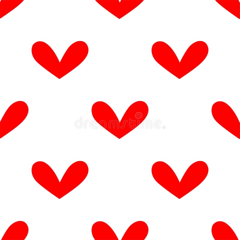 Seamless Patterns of Red Hearts Cartoon Doodle. Stock Vector ...