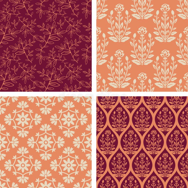 Abstract Lineart Geometric Seamless Patterns Set Stock Vector ...