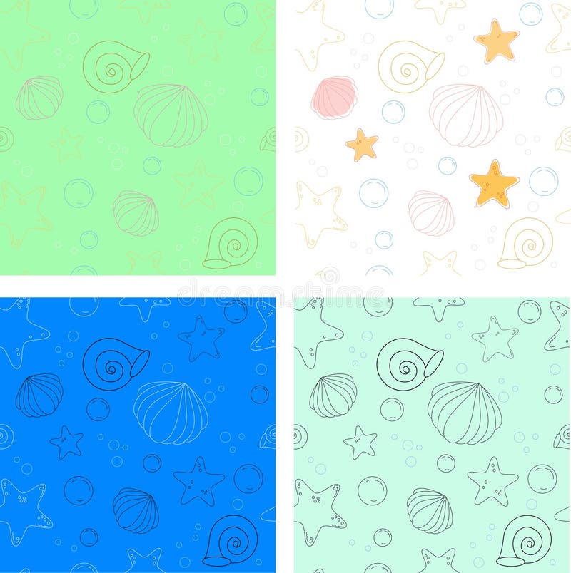 Seamless Patterns of Sea Creatures Stock Vector - Illustration of ...