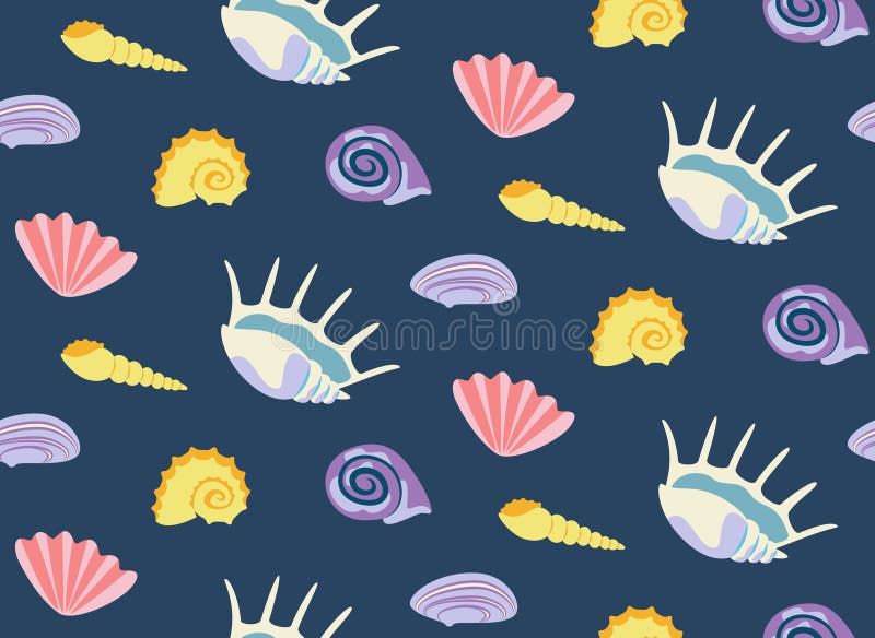 Seamless Patterns with Seashells. Stock Vector - Illustration of ...
