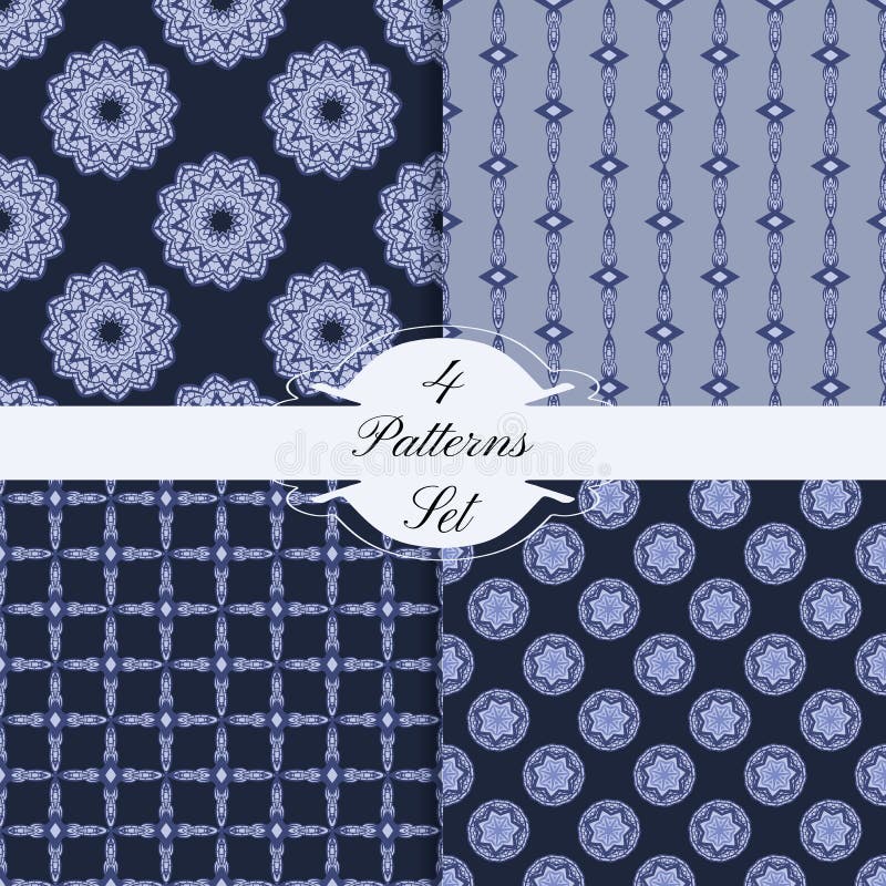 4 seamless patterns set stock vector. Illustration of geometric - 55745769