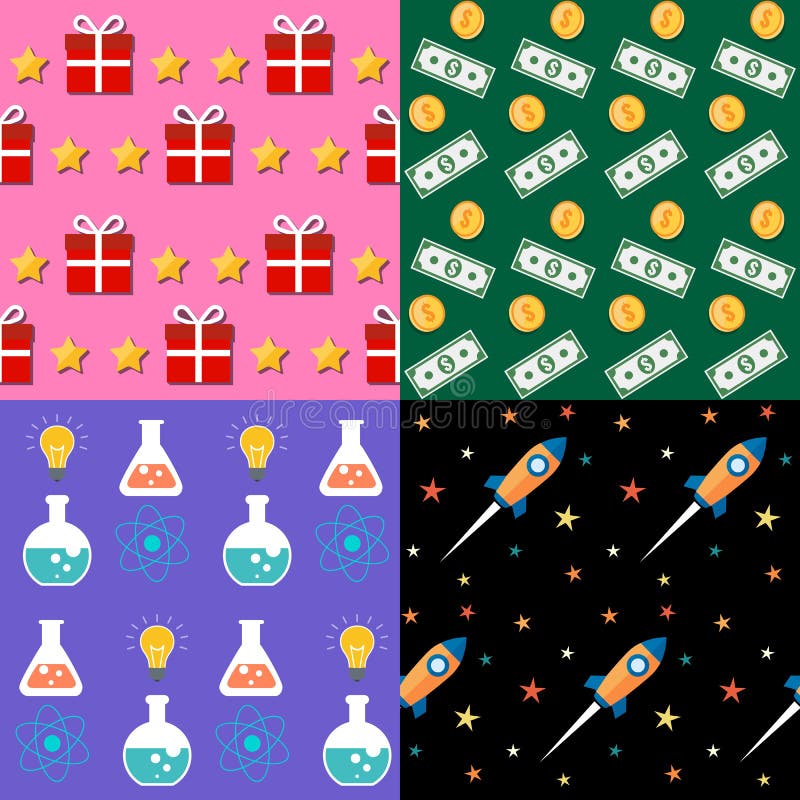 Seamless Patterns. Set 4. Colorful Objects Stock Vector - Illustration ...