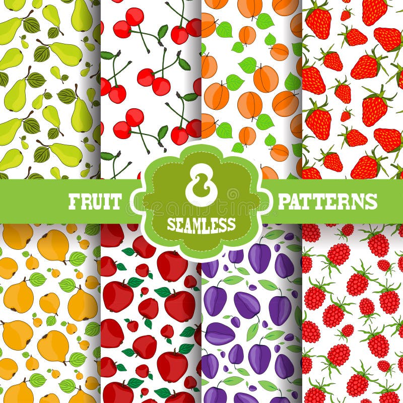 Seamless patterns set stock vector. Illustration of raspberry - 41893275