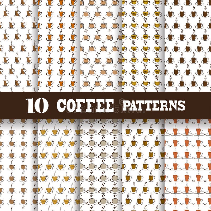 Seamless patterns set stock vector. Illustration of coffee - 45613534