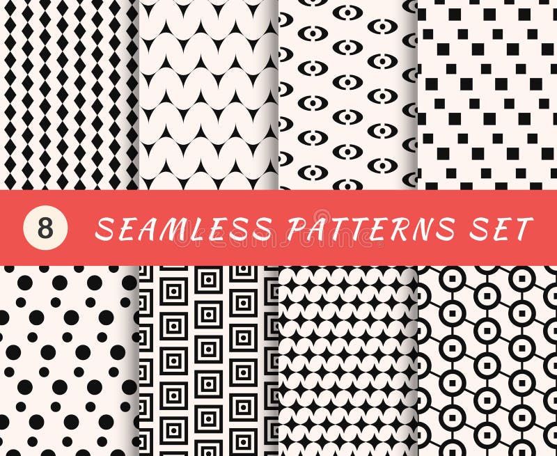Seamless Patterns Set with Endless Geometric Textures Stock Vector ...