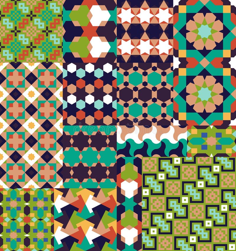Seamless Patterns Set in Moroccan Style Stock Vector - Illustration of ...