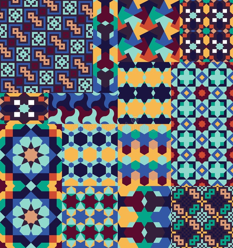 Seamless Patterns Set in Moroccan Style Stock Vector - Illustration of ...