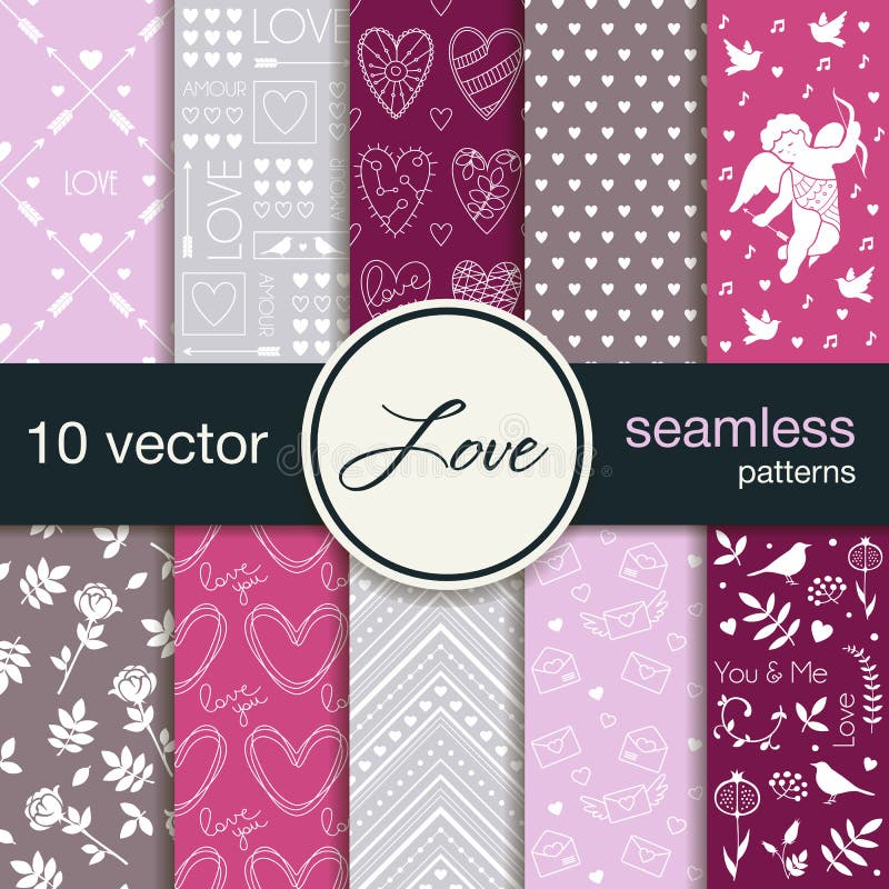 10 Seamless Patterns. the Theme of Romance. Patterns for Valentine S ...