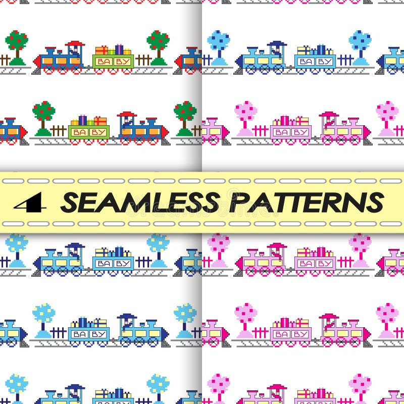 Seamless Trains pattern stock vector. Illustration of cute - 17634945