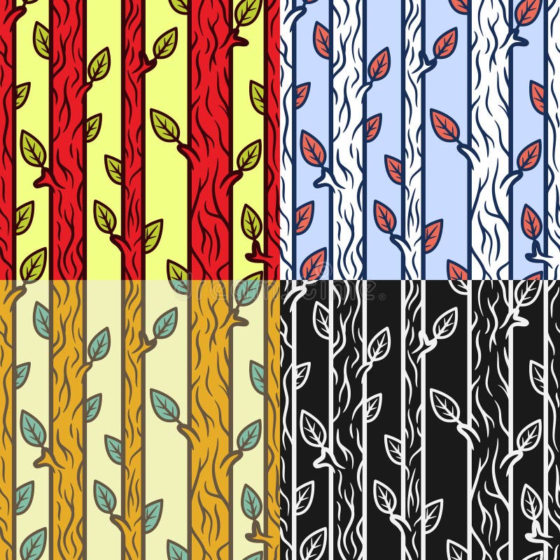 Seamless Patterns with Trees Stock Vector - Illustration of green ...